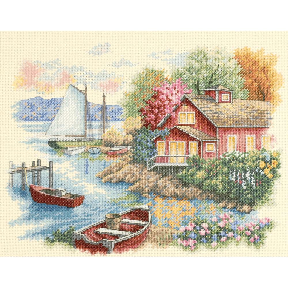 Peaceful Lake House Counted Cross Stitch Kit : Charting Creations ...