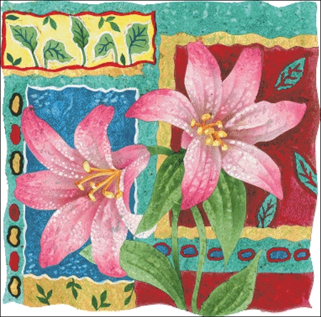 Pink Lilies Cushion [ITKE021488B] - $16.00 USD : Charting Creations ...