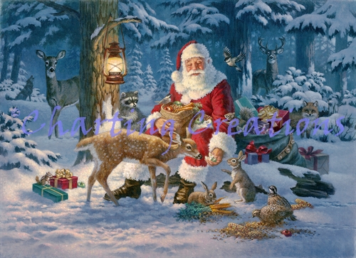 Santa In Forest : Charting Creations | Unique Counted Cross Stitch ...